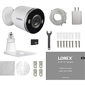 Lorex 2K Indoor/Outdoor Spotlight Camera with Color Night Vision, 2-Way Talk, Person Detection, White (White)