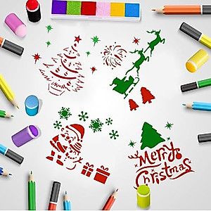 22 Sets Christmas Painting Templates Handbook Decoration DIY Skeleton Painting Stencils Reusable Airbrush Stencils Santa Tree Deer Snowman Snowflake Elements Wooden Wall Home Decor Painting