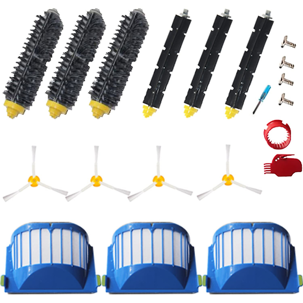 YOKYON Replacement Parts Kit Includes Bristle & Flexible Beater Brush & Armed-3 Side Brush & Filters for iRobot Roomba 600 Series 645 655 670 671 675 677 692 694 Vacuum