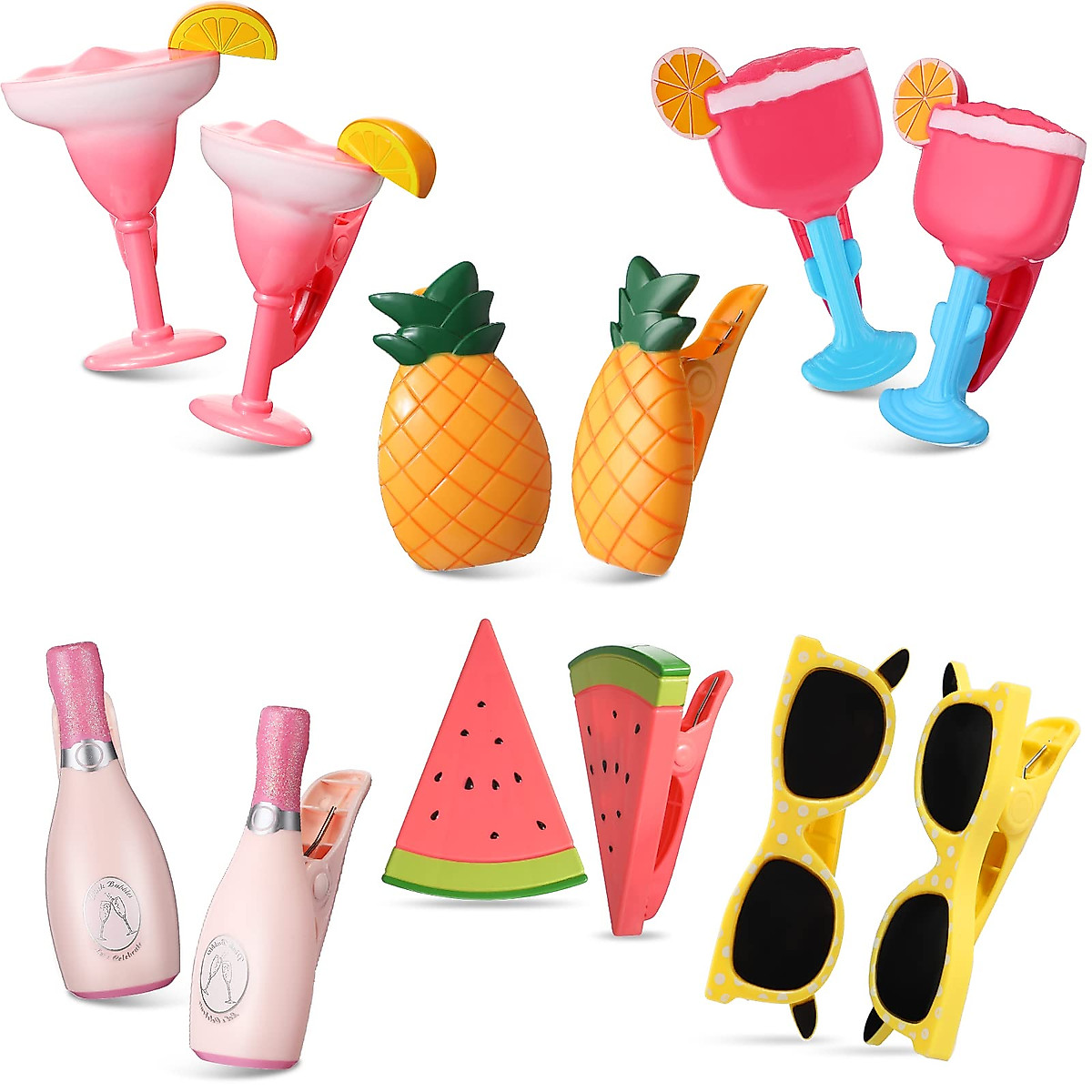 Honoson 12 Pcs Beach Towel Clips Beach Chairs Clips Plastic Swimming Pool Towel Holders Jumbo Size Funny Clothespins for Patio Holiday Pool Blanket Decoration (Cute)