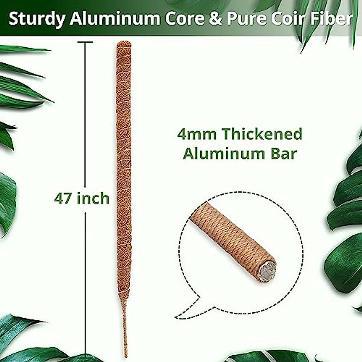 47 Inch Moss Pole for Plants Monstera, Moss for Potted Plants Bendable Plant Stakes for Indoor Plants, Handmade Coco Coir Monstera Plant Support for Plants Grow Upwards
