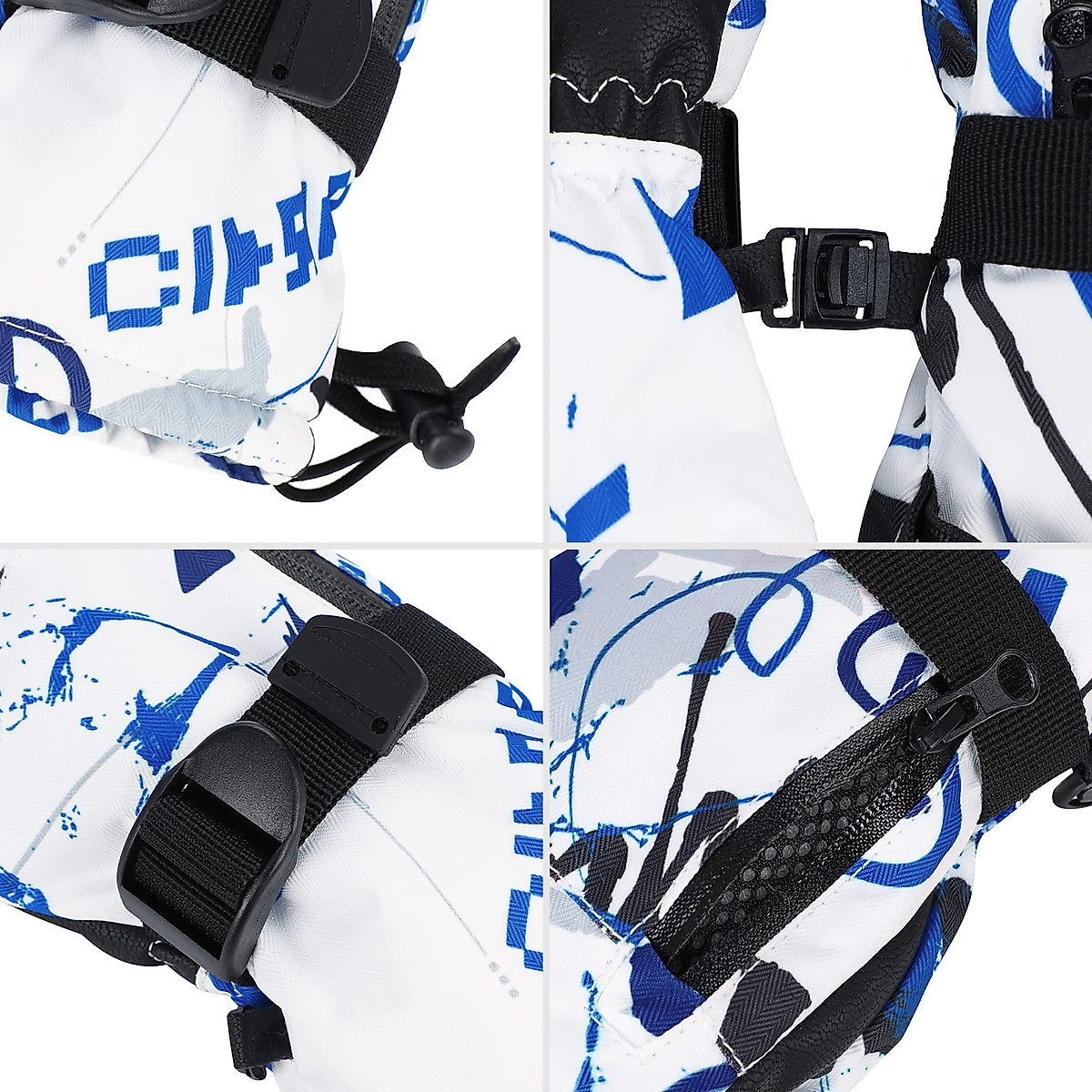 Kids Winter Gloves Waterproof Touchscreen Snow Ski Snowboard Gloves Boys Girls Toddler Windproof 01 Black Medium