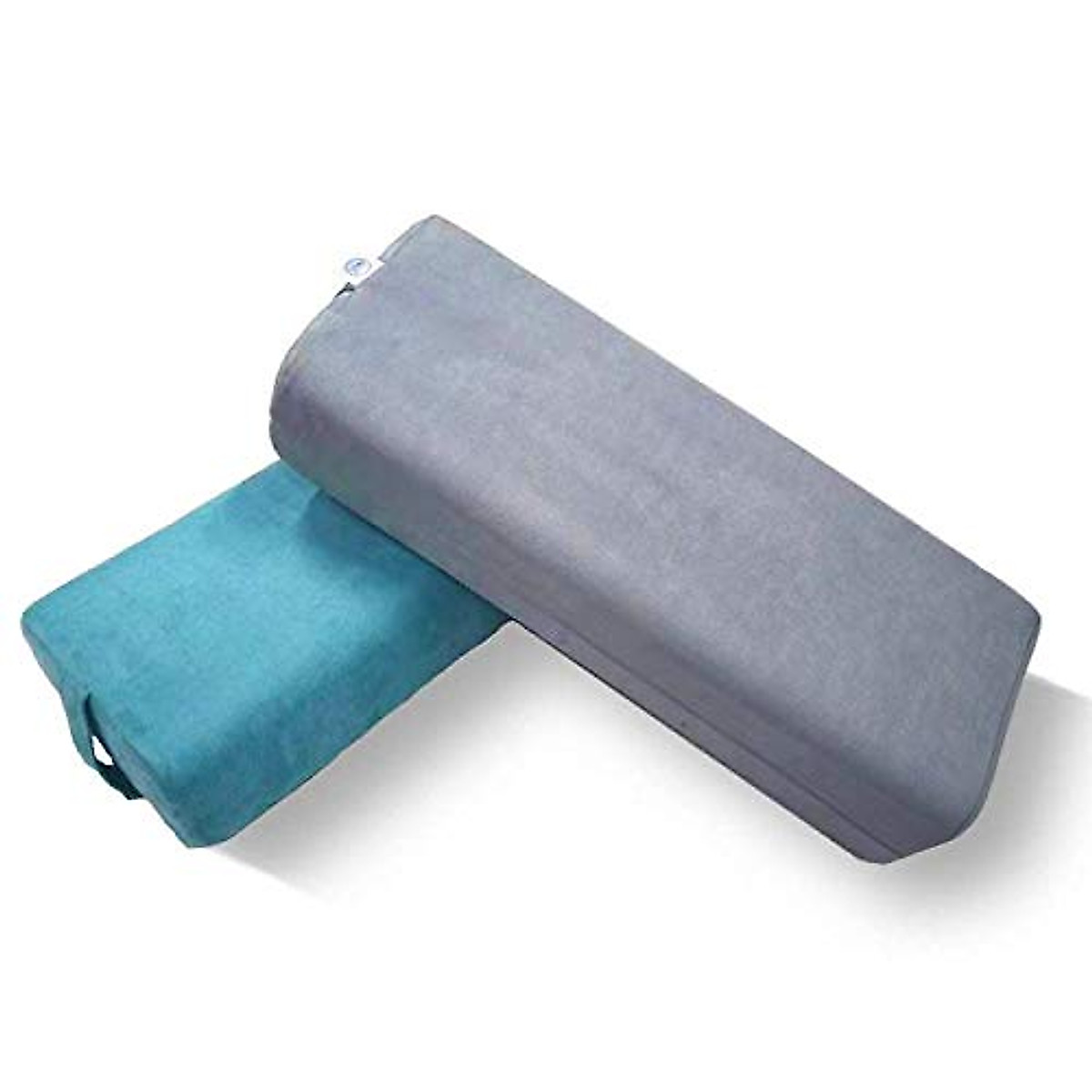 NGT new guide steps Yoga Bolster Pillow for Meditation and Support - Rectangular Yoga Cushion Foam Wedges Washable Suede Pillowcase for Men and Women with Carry Handles.(Grey Soft Fabric)