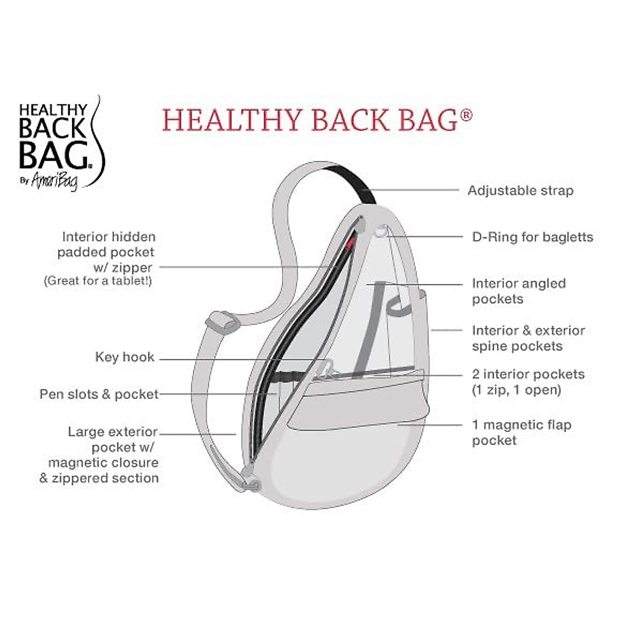 AmeriBag Classic Healthy Back Bag Tote Microfiber Small (Navy)