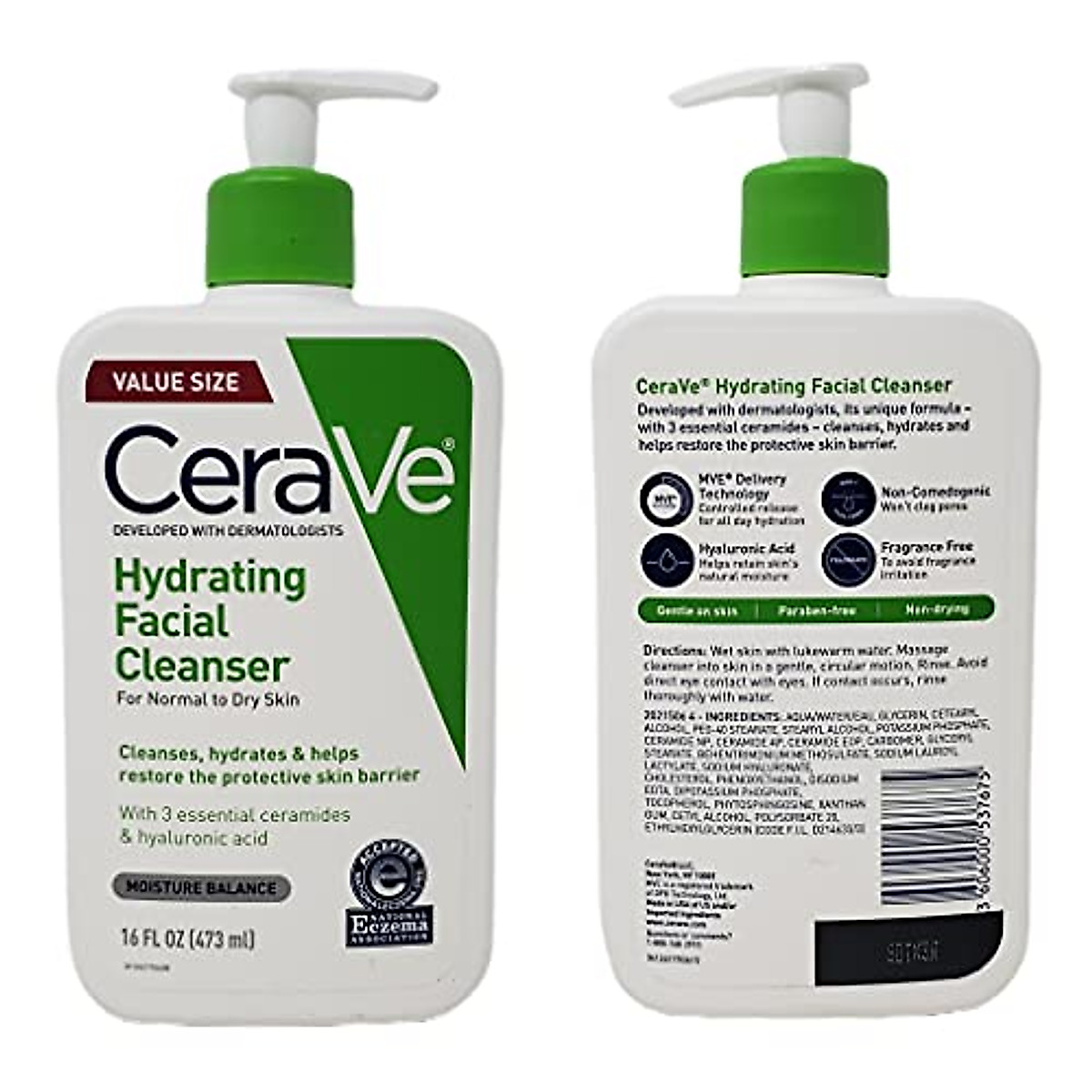CeraVe Daily Skincare Facial Bundle - Hydrating Facial Cleanser (16 oz), Foaming Facial Cleanser (16 oz), AM Facial Moisturizing Lotion with Sunscreen (3 oz), and PM Facial Moisturizing Lotion (3 oz)