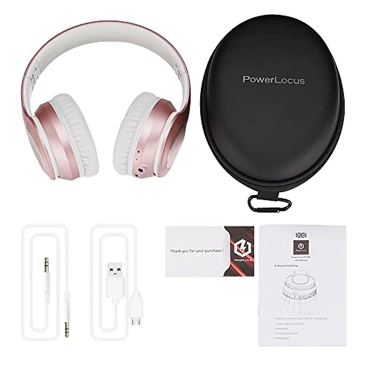 PowerLocus Active Noise Cancelling Headphones Over Ear, Wireless Headphones with Microphone, Hi-Fi Stereo, Soft Memory Foam Ear Cups, 35H Playtime and Fast Charging for Phones, Home Office, TV, Travel