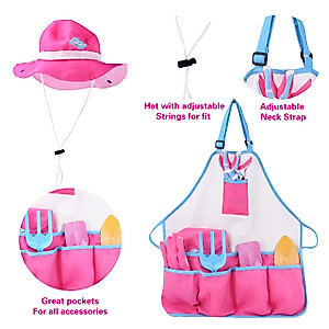 JOYIN Unicorn Kids Gardening Tool Set Toy Includes Watering Can and Planter, Sun Hat, Gloves, Apron and Kids Gardening Kit Like Shovel, Rake and Trowel, Outdoor Play Gardening Gifts (Unicorn)