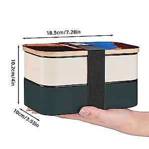 Gorge Scenery Adult Lunch Box, Bento Box, With Cutlery Set Of 3, 2 Compartments, Rectangular, Lunch Box For Adults