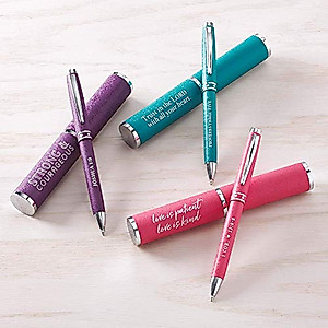 Trust In The Lord Teal Stylish Classic Pen in Matching Gift Case - Proverbs 3:5 Bible Verse Refillable Retractable Medium Ballpoint Pen for Journal Planner Writing Note Taking Calendar Agenda