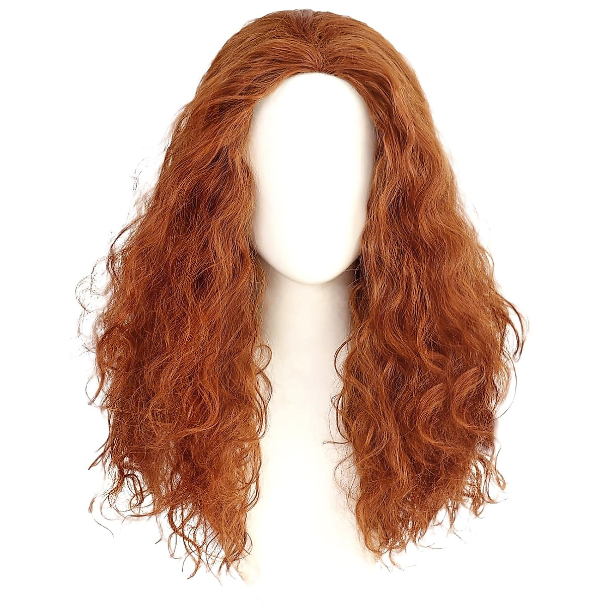 ANOGOL Wig Cap+ Reddish Brown Orange Curly Princess Wig Cosplay, Copper Red Orange Long Curly Wig Princess Dress Up Wig Halloween Costume, Long Orange Ginger Curly Wig for Party