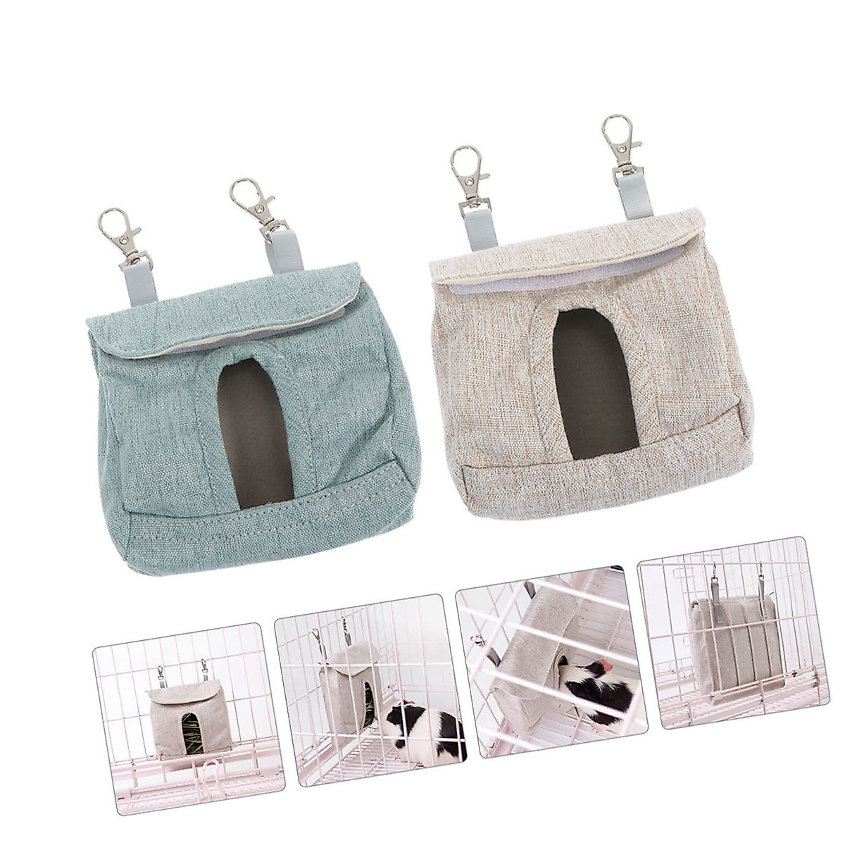 Ipetboom 2pcs Hay Bag Hanging Small Animal Hay Feeder for Guinea Pig, Rabbit, Hamster