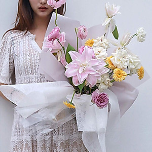 BBJ WRAPS Korean Wrapping Paper Gift Flower Wrapping Cotton Waterproof Bouquet Packaging Tissue Paper Florist Supplies 15 Sheets, 22.8 x 22.8 Inch (White) Product Name