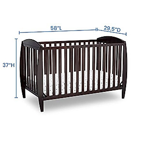 Delta Children Twinkle 4-in-1 Convertible Baby Crib, Sustainable New Zealand Wood, Dark Chocolate and Delta Children Twinkle Galaxy Dual Sided Recycled Fiber Core Crib and Toddler Mattress (Bundle)
