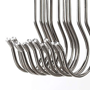 EveStroKA 12 Pack 7.9 Inch S Hooks Stainless Steel Long Heavy Duty for Hanging Clothes 20cm