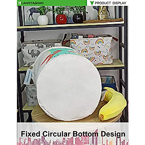 LANGYASHAN Laundry Basket Canvas Fabric Collapsible Organizer Basket for Storage Bin Toy Bins Gift Baskets Bedroom Clothes Children Nursery Hamper (Dinosaur)