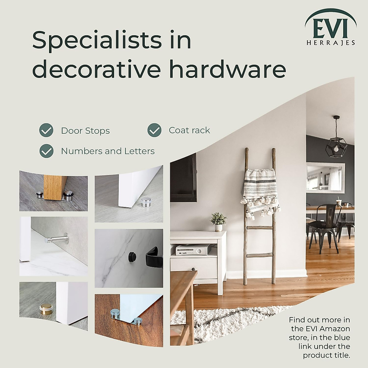 EVI | Wall Mounted Doorstop | Natural Silicone | Adhesive or Screw Installation | Brass Matte | Mod. I-254 (Brass Matte - Black Rubber)