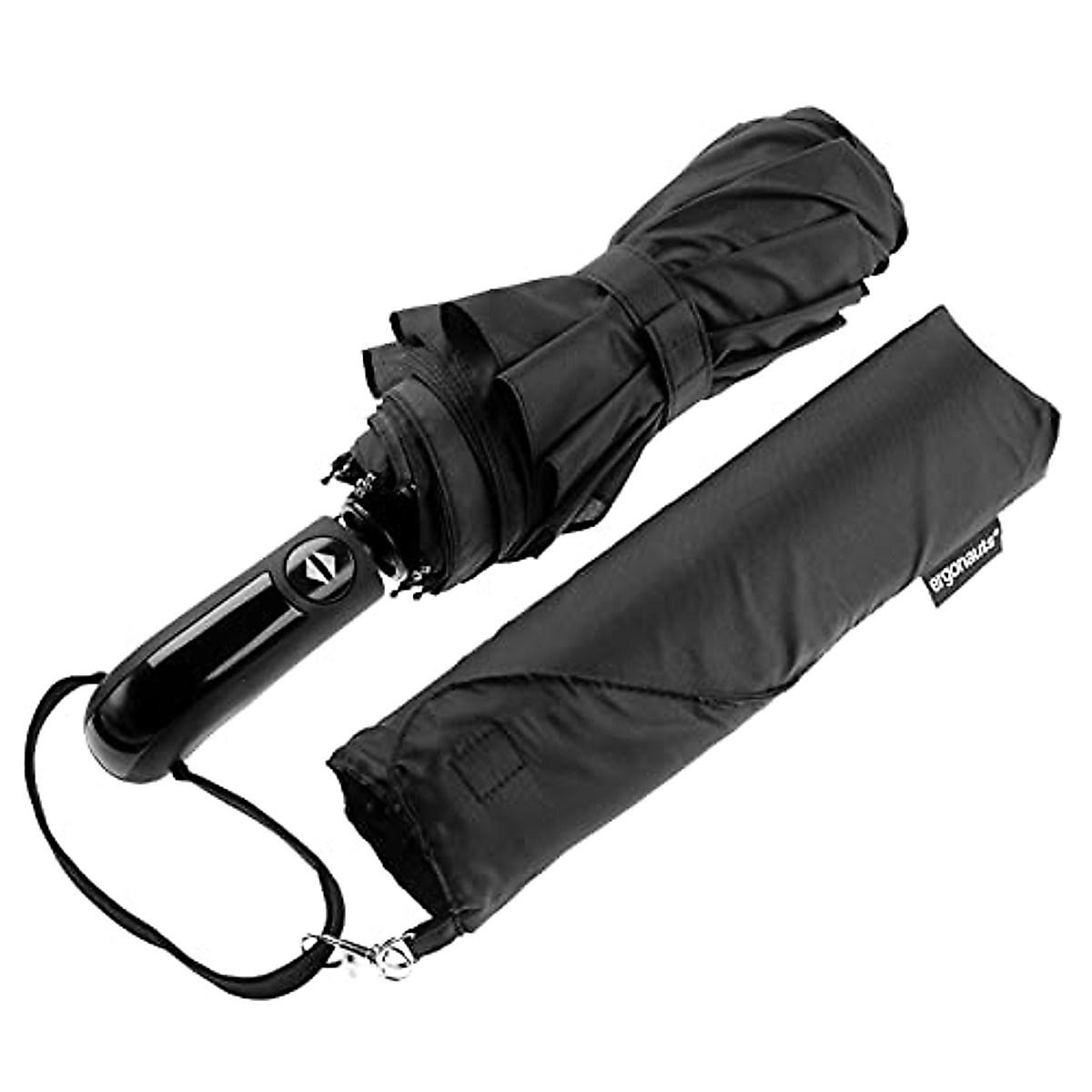 Ergonauts Windproof Vented Double Canopy Travel Umbrella with Teflon Coating - Portable Compact Foldable Lightweight Design and High Wind Resistance (Black)