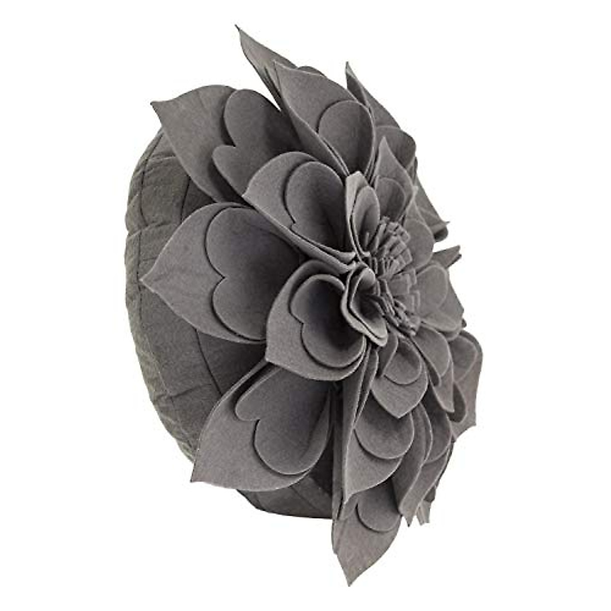 Fennco Styles Handmade 3D Heart-Shaped Petals Flower Decorative Throw Pillow Cover 13" Round - Slate Floral Pillow Case for Couch, Home Décor and Holiday, Housewarming Gift