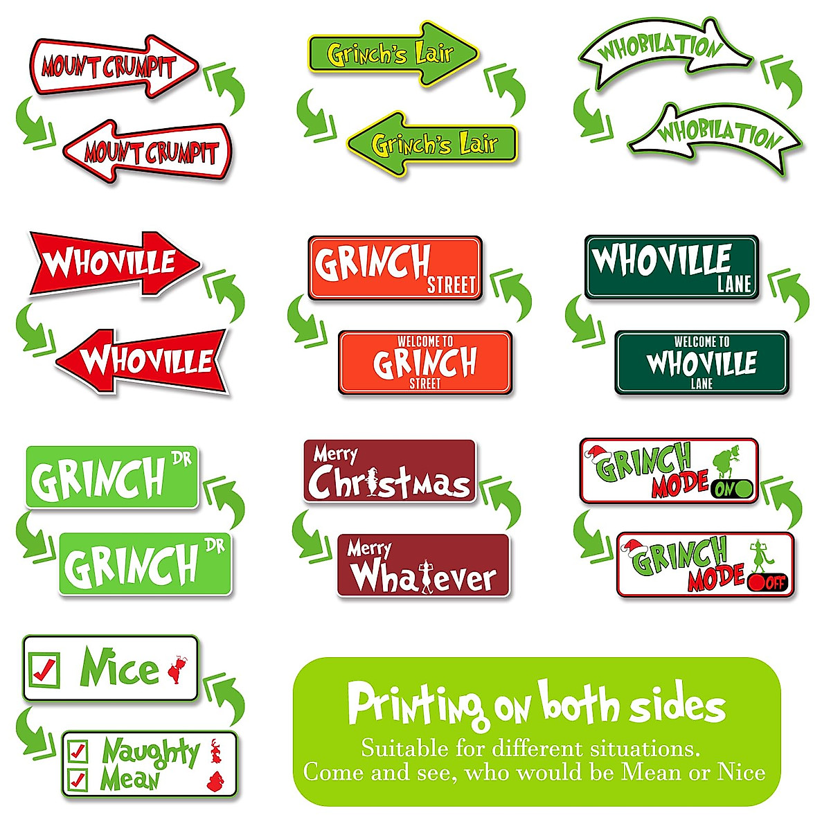 Grinchs Christmas Tree Decorations - 20Pcs Grinchs Christmas Tree Hanging Ornament Holiday Xmas Ornaments Christmas Decor Home Indoors