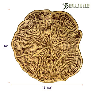 Totally Bamboo 13" Tree of Life Cutting and Serving, 100% Bamboo Laser Etched Art of Endangered and Exotic Animals, 5/8" Thick Board