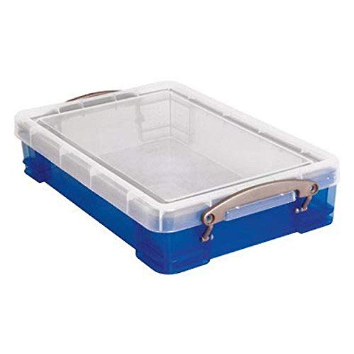 636643 Really Useful Box(R) Plastic Storage Box, 4 liters, 14 1/2in. x 10 1/4in. x 3 1/4in, Transparent Blue, Office Supplies by Really Useful Boxes,USA