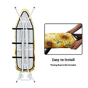 doginthehole Sunflower Ironing Board Cover with Elastic Edge Table Top Xmas Decoration Heavy Duty Padded Iron Board Covers with Elastic Edge and Adjustable Fastener