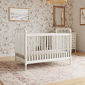 Namesake Liberty 3-in-1 Convertible Spindle Crib with Toddler Bed Conversion Kit in White, Greenguard Gold Certified