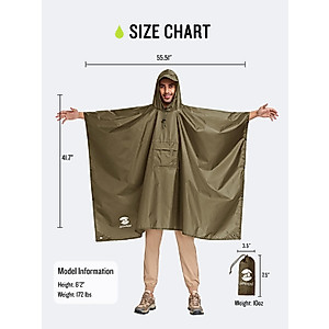 SaphiRose Hooded Rain Poncho Waterproof Raincoat Jacket for Men Women Adults(brown)