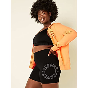 Victoria's Secret Pink 6" Cotton High Waist Biker Shorts, Black, X-Large