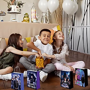 16 Pcs Wednesday Addams Party Supplies Birthday Gift Paper Bags with 4 Styles Wednesday Addams Theme Goodie Bags Party Favors for Boys and Girls Birthday Party Decorations