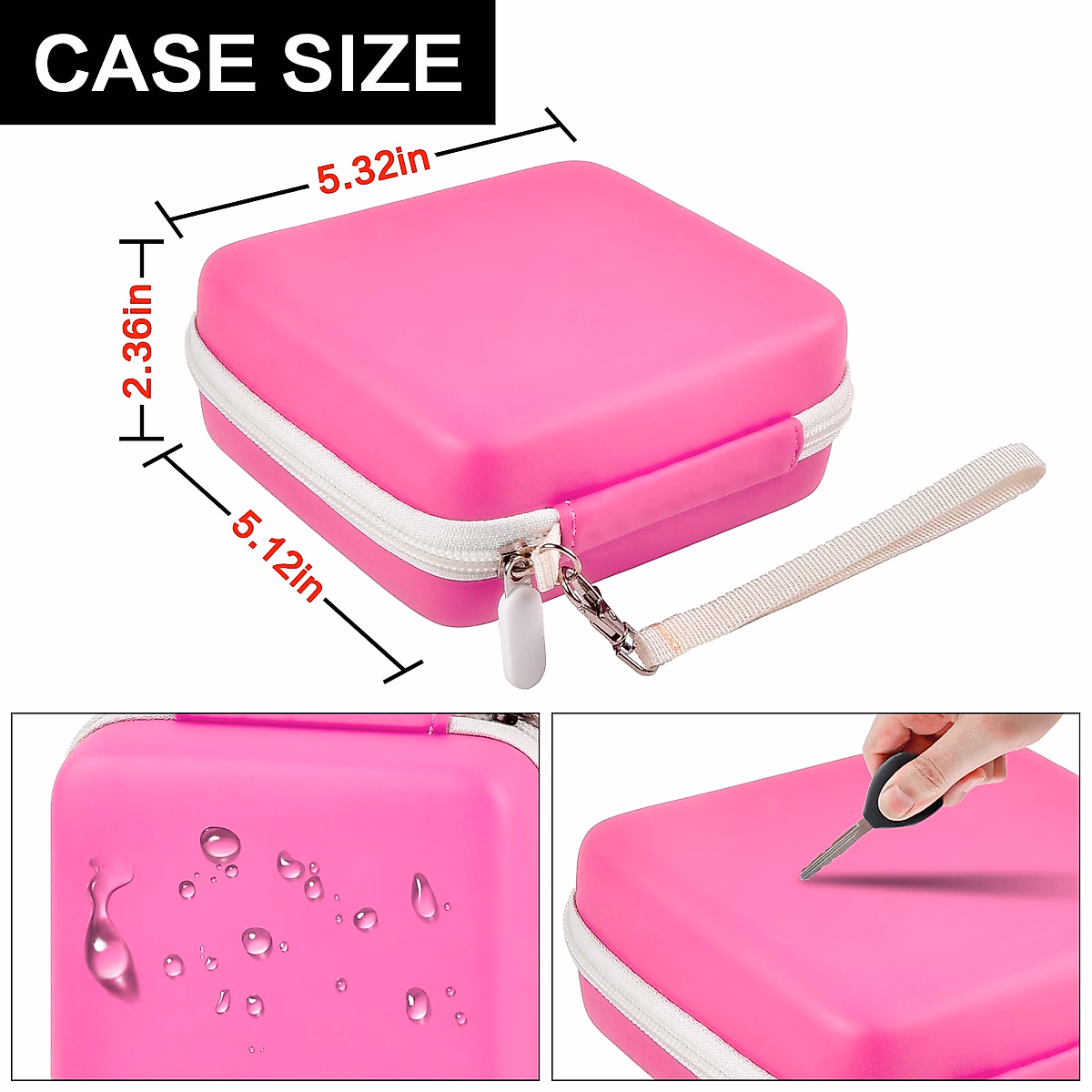 Kid Toy Camera Case for VTech Kidizoom Creator Cam Video Camera, Hard Travel Carrying Storage with Accessories Pocket - Pink
