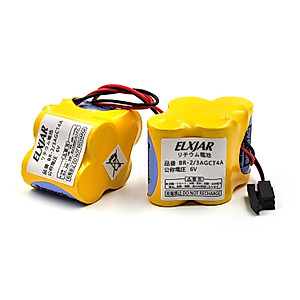 elxjar (2-Pack) BR-2/3AGCT4A 6V 4400mAh Replacement Battery for Panasonic FANUC A98L-0031-0025, CUSTOM-107, SHS749, ALIT0138, LIT0138 (Black Connector)
