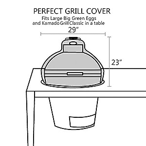 29” Kamado Dome Grill Cover for Large Big Green Egg or Kamado Classic Joe in Built-in Or Island,L BGE Accessories Waterproof Outdoor Grill Cover