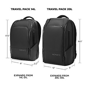 NOMATIC Travel Pack- Black Water Resistant Anti-Theft 30L Flight Approved Carry on Laptop Bag Computer Backpack