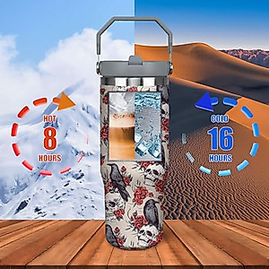 ysnifeiw 30oz Halloween Tumbler with Top Handle and Straw, Stainless Steel Insulated Gohst Pumpkin Cup Halloween Skeleton Coofee Mug Gifts for Women Men