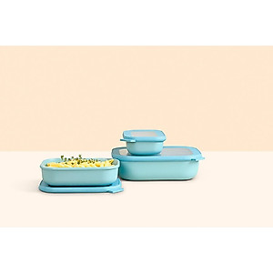 Mepal – Multi Bowl Cirqula 3-Piece Set – Food Storage Container with Lid - Suitable as Airtight Storage Box for Fridge & Freezer, Microwave Container & Servable Dish - 500, 1000, 2000ml - Nordic Sage