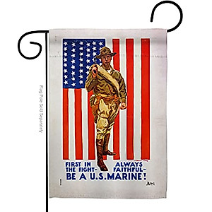 First in The Fight Garden Flag - Armed Forces Marine Corps USMC Semper Fi United State American Military Veteran Retire - House Decoration Banner Small Yard Gift Double-Sided Made USA 13 X 18.5