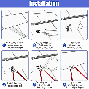 100 Pack Metal Cable Clips for Roof, Roof Heat Cable Clip, Aluminum Roof Clips, Heat Cables for Roof and Gutters, Cable Clips to Secure Ice Dam Heat Tape Protection (100)