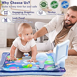 AURUZA Inflatable Tummy Time Mat - Baby Toys for 3 6 9 Months Infant Sensory Development, Tummy Time Toys for Baby Gifts, Great Gift Idea for Newborns