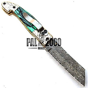 PAL 2000 KNIVES POC-9777 Folding Knife Handmade Damascus Steel Pocket Knife Resin Handle