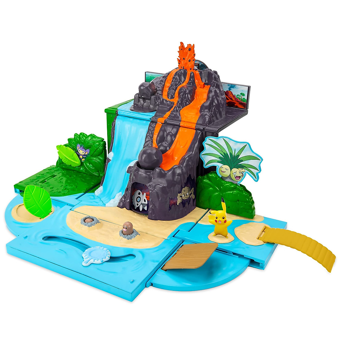 Pokémon Carry ‘N’ Go Volcano Playset with 4 Included 2-inch, Pikachu, Charmander, Bulbasaur, and Squirtle - Bring Everywhere - Playsets for Kids and Pokémon Fans - Amazon Exclusive