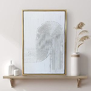 TheNamiCollection Framed plaster wall art - white textured 3D painting with gold frame | Aesthetic wall art decor for the modern, boho home | A white textured arch canvas perfect for any room decor