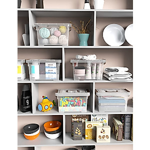 WYT Clear Storage Latch Box, 6 Pack Storage Organizer Bins with Latching Handle and Lids, 4 Quart