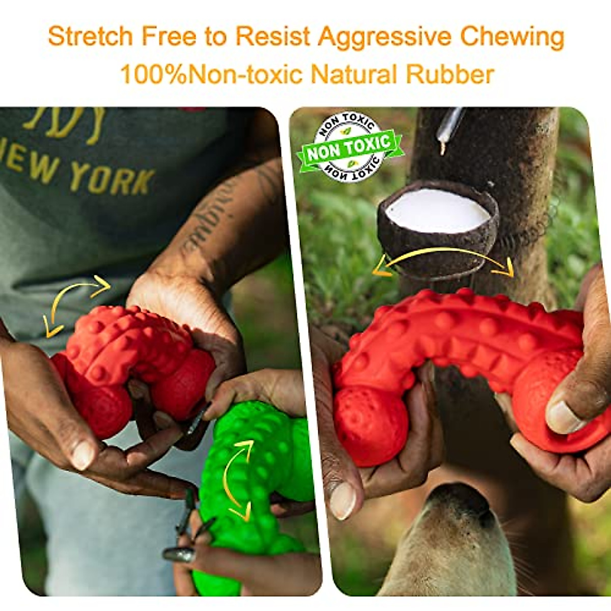 GNKIKO Dog Toys for Aggressive Chewers, Indestructible Dog Chew Toys for Large Medium Breed Dog, Interactive Dog Bone Toys, Durable Dog Chew Toys with Natural Rubber