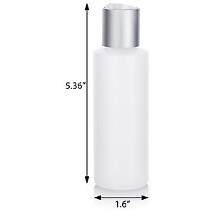 JUVITUS 4 oz / 120 ml Clear Natural Refillable Plastic Squeeze Bottle with Silver Disc Cap (6 pack)