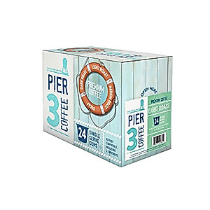 Pier 3 Light Roast Coffee Pods, Compatible with 2.0 K-Cup Brewers, 24 Count (Pack of 4)