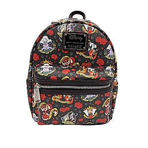 Loungefly Disney Villains Tattoo All Over Print Women's Double Strap Shoulder Bag Purse