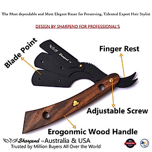 Professional Wood Barber Edge Razor-Salon Quality Cut Throat Shavette Straight Razor, Premium Stainless Steel Quality Single Blade Straight Edge - Moustache & Beard Shaper Men's Manual Shaver Safety