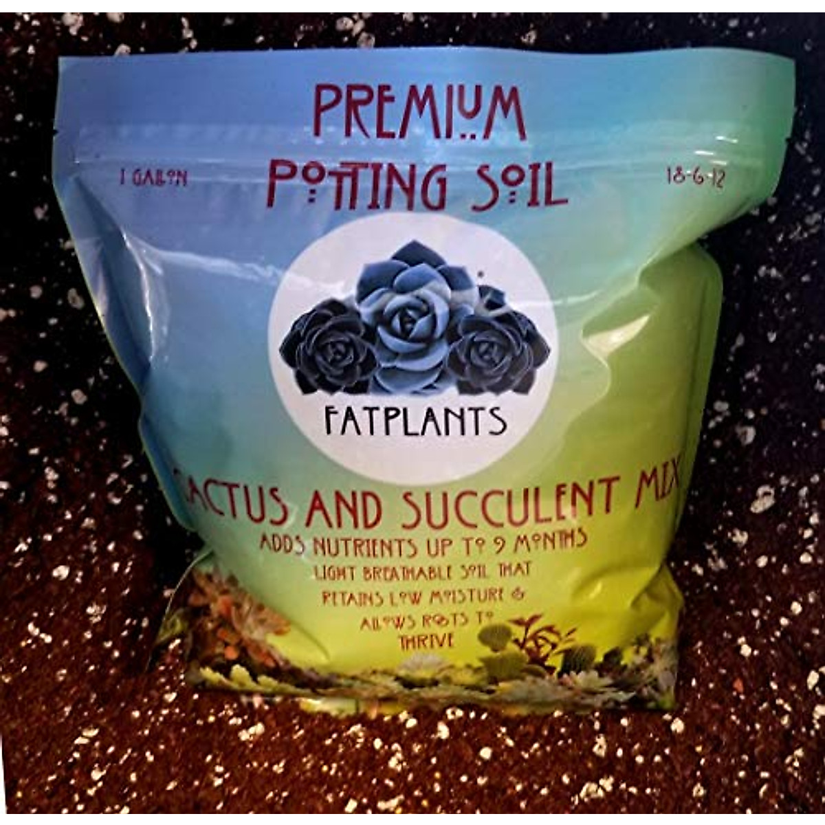Fat Plants San Diego Premium Cacti and Succulent Potting Mix Soil - for Cactus Palm Tree Citrus Plant Grown in Gardening Containers - Indoors & Outdoors Use - with Natural Food/Fertilizer