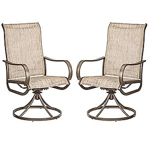 HQHQHE Patio Swivel Dining Chairs Set of 2 Outdoor Kitchen Garden Furniture Metal Chair with Textilene Mesh Fabric